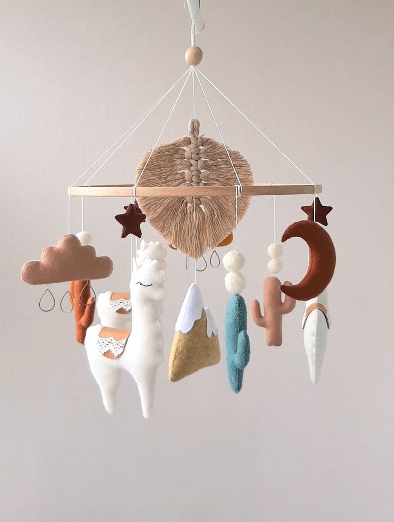 Macrame Llama Mobile Nursery Alpaca Mobile Baby Mobile Girl - Etsy