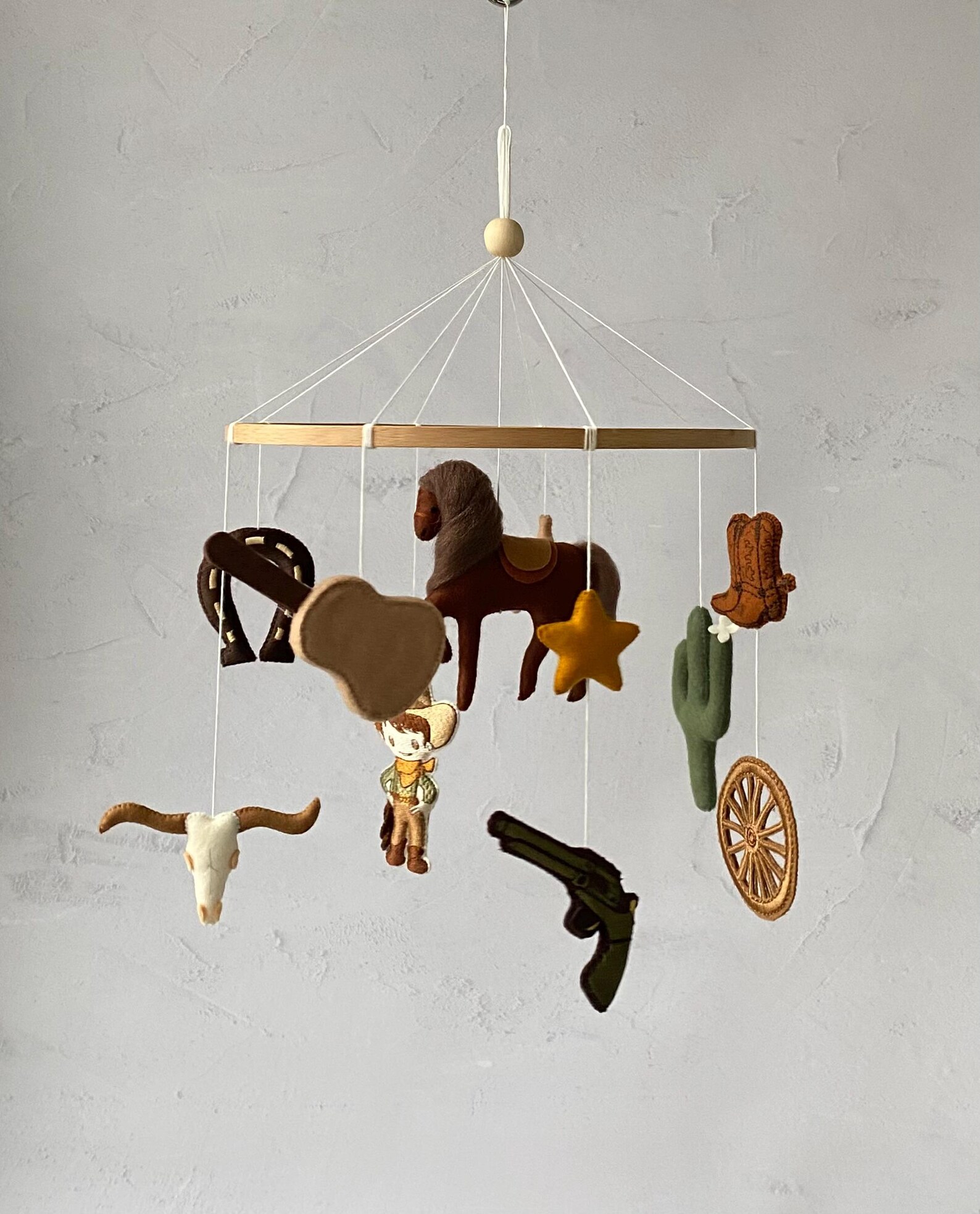 Vintage Western Nursery Decor, Hanging Cowboy Mobile, Horse Mobile, Cot ...