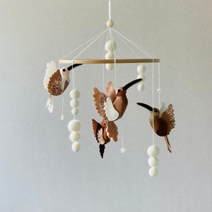 Bird Mobiles for Nursery, Neutral Mobile, Realistic Felt Birds for Girl ...