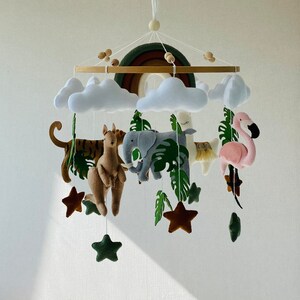Baby Mobile for Nursery, Jungle Mobile With Rainbow, Realistic Felt ...