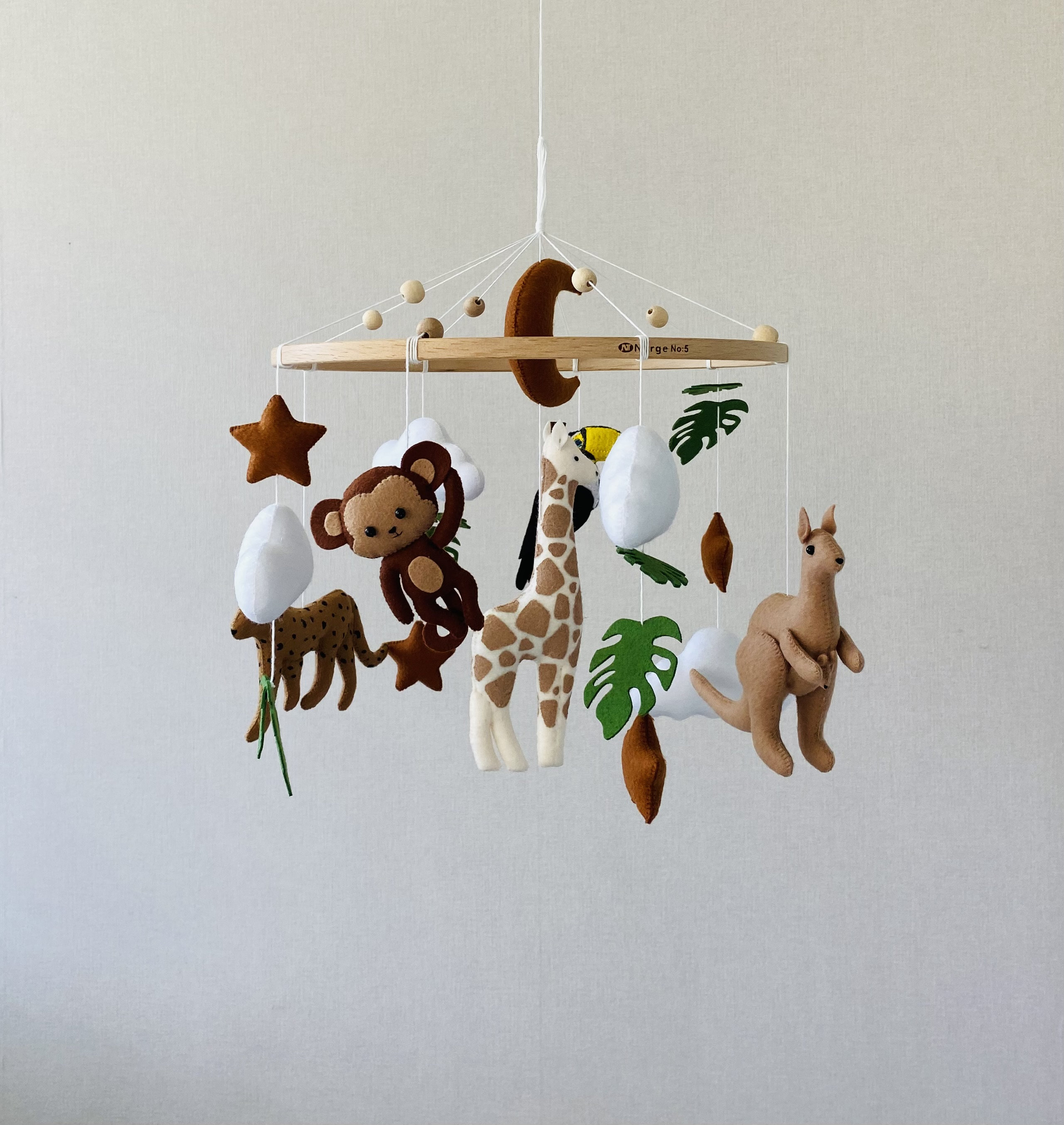 Jungle Mobile for Nursery, Realistic African Felt Animals on Baby Boy ...