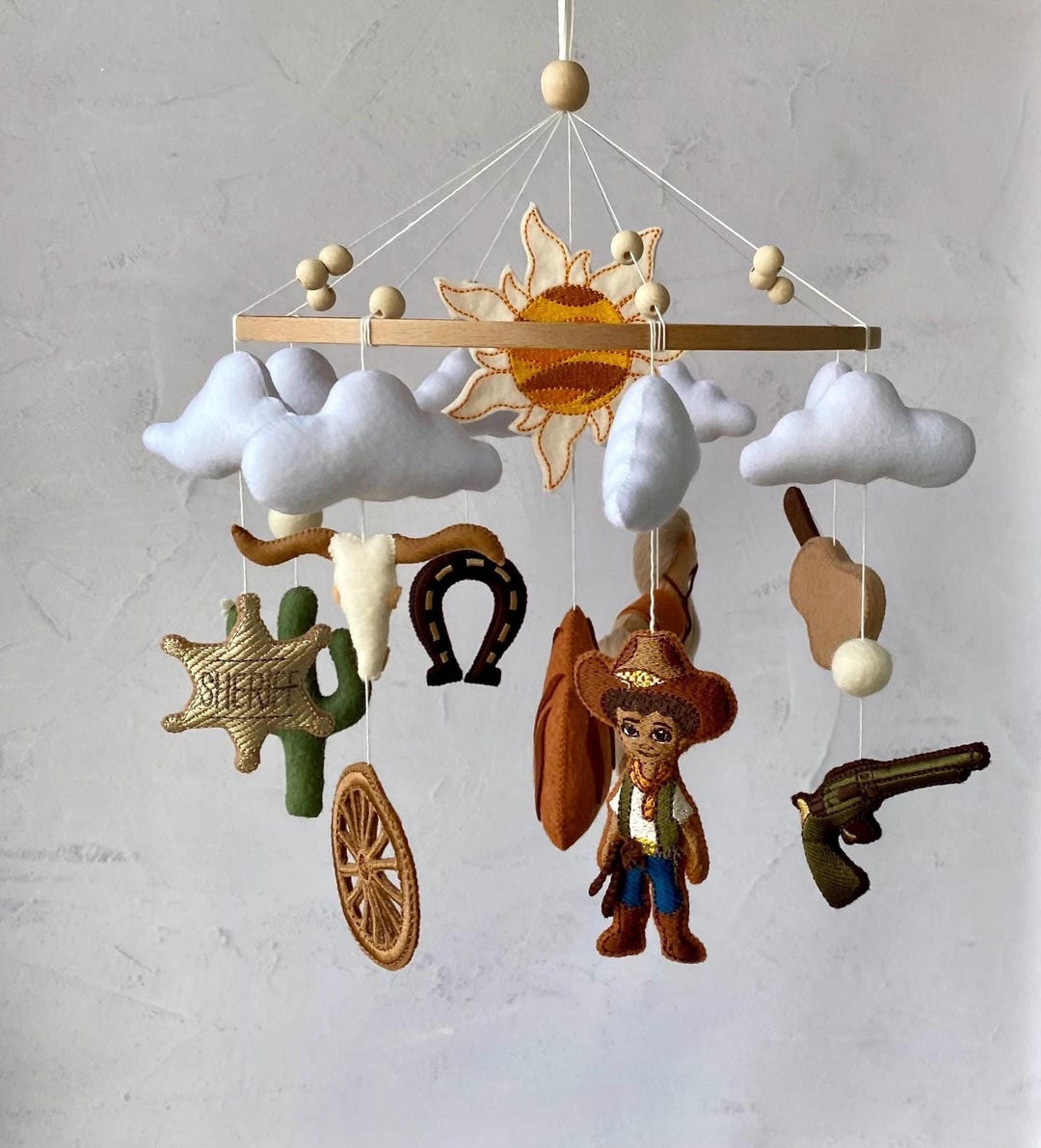 Western Cowboy Nursery Mobile, Hanging Cowboy Mobile, Horse Mobile, Cot ...