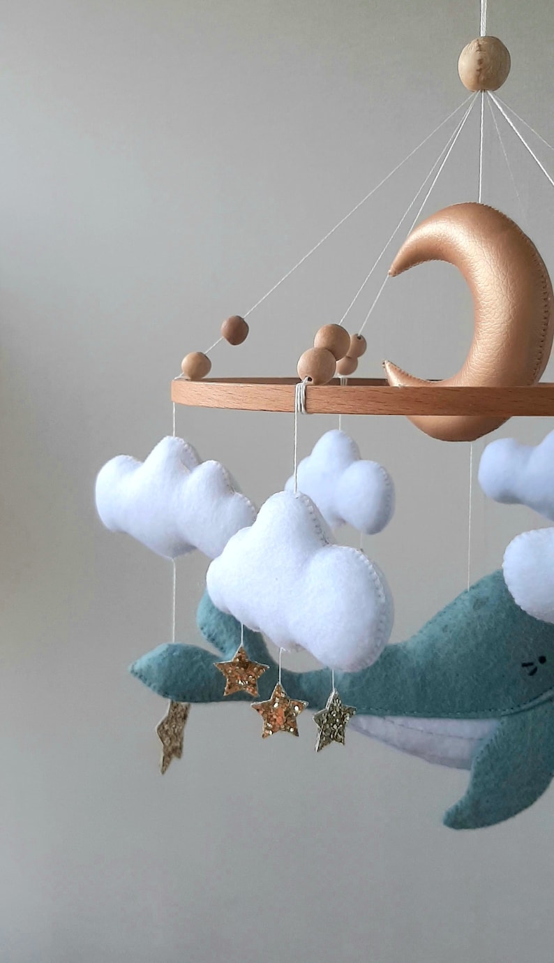 Whale Baby Mobile Moon Baby Crib Mobile Baby Mobile Boy | Etsy