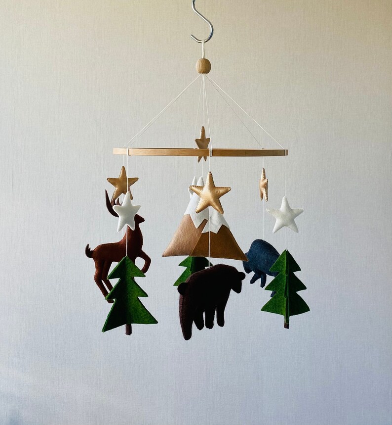 Woodland Mobile Baby Mobile Nursery Mobile Bear Mobile | Etsy
