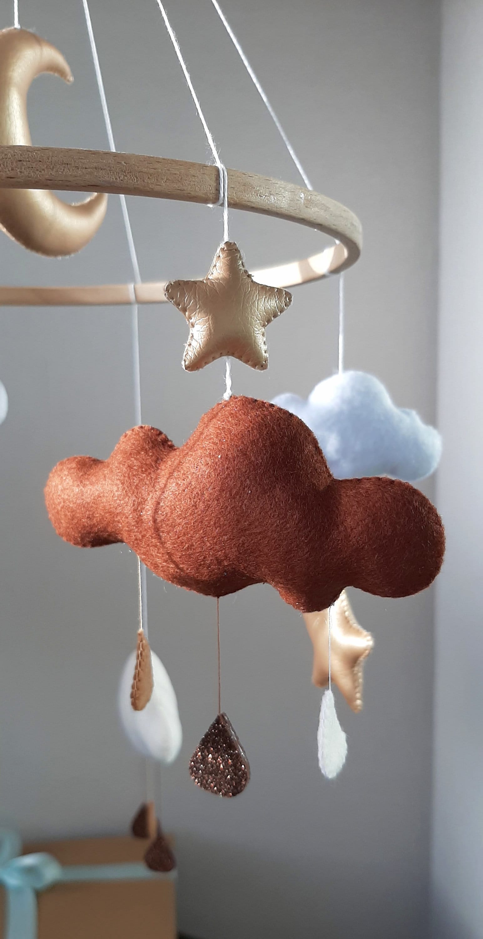 Beige White and Brown Cloud Mobile Scandi Mobile Monochrome | Etsy