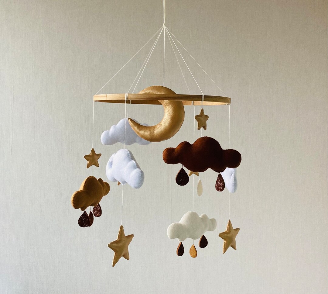 Beige, White and Brown Cloud Mobile, Scandi Mobile, Monochrome Mobile ...