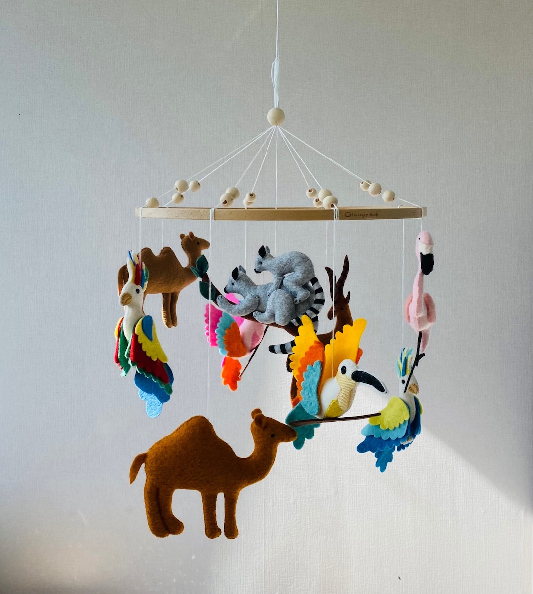 Tropical Baby Mobile With Africa 10 Animals, Nursery Mobile, Felt ...