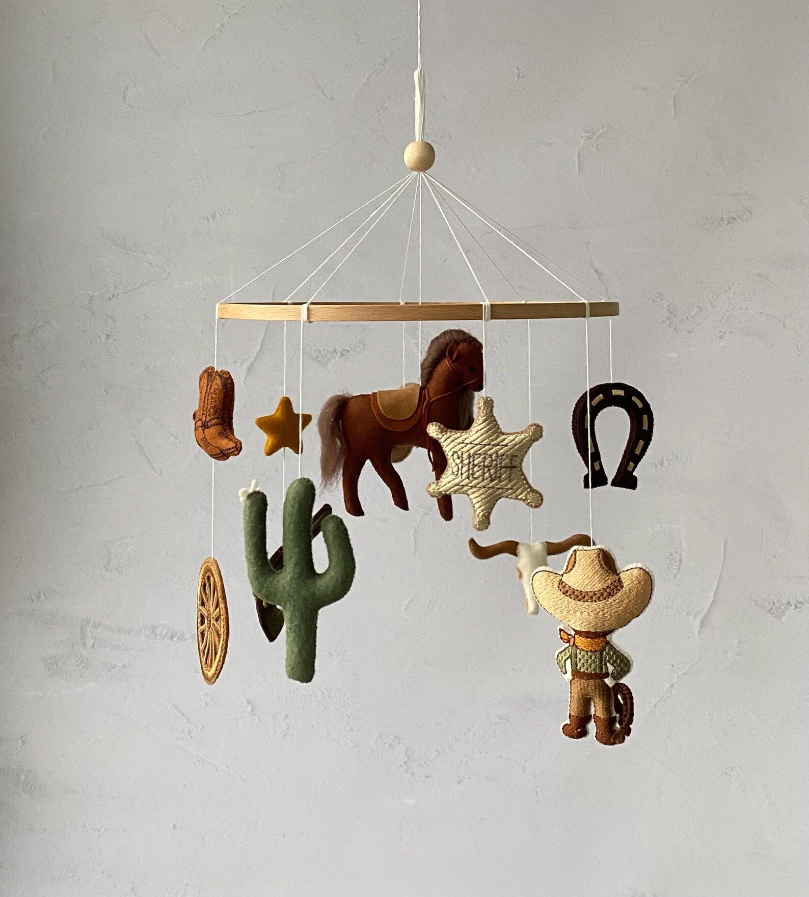 Vintage Western Nursery Decor, Hanging Cowboy Mobile, Horse Mobile, Cot ...