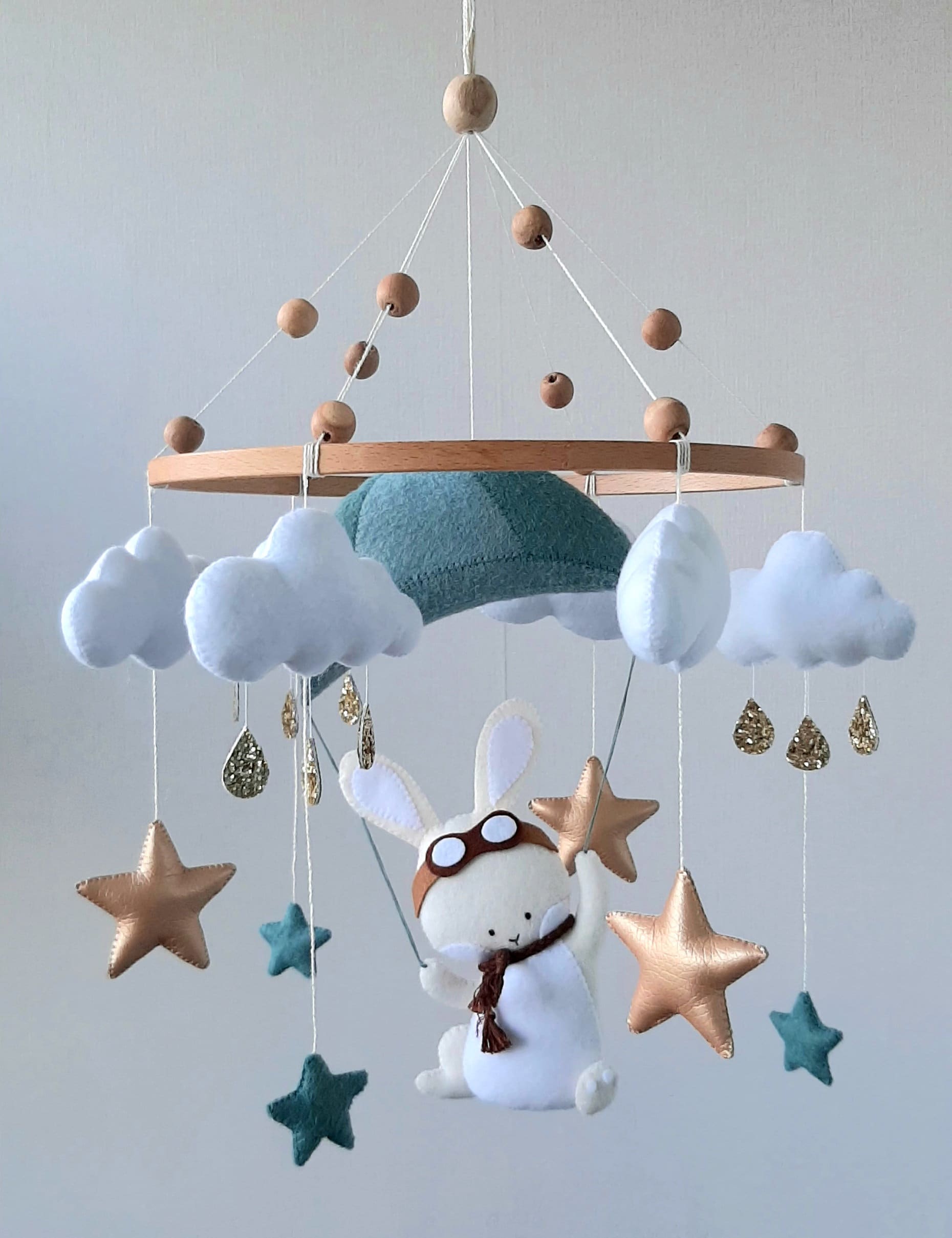 Baby Mobile Boypersonalization Made of Feltbunny on a | Etsy