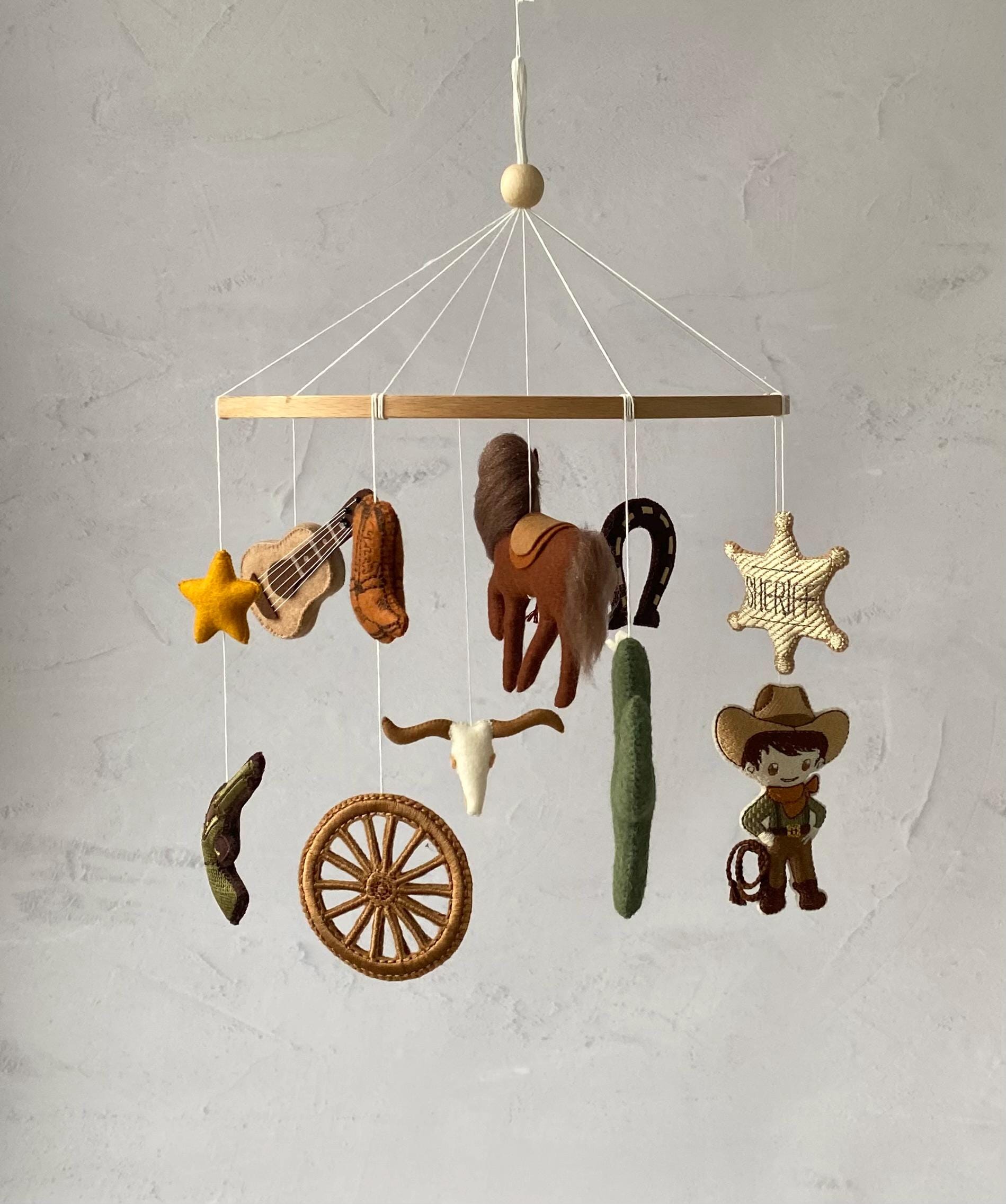Vintage Western Nursery Decor, Hanging Cowboy Mobile, Horse Mobile, Cot ...