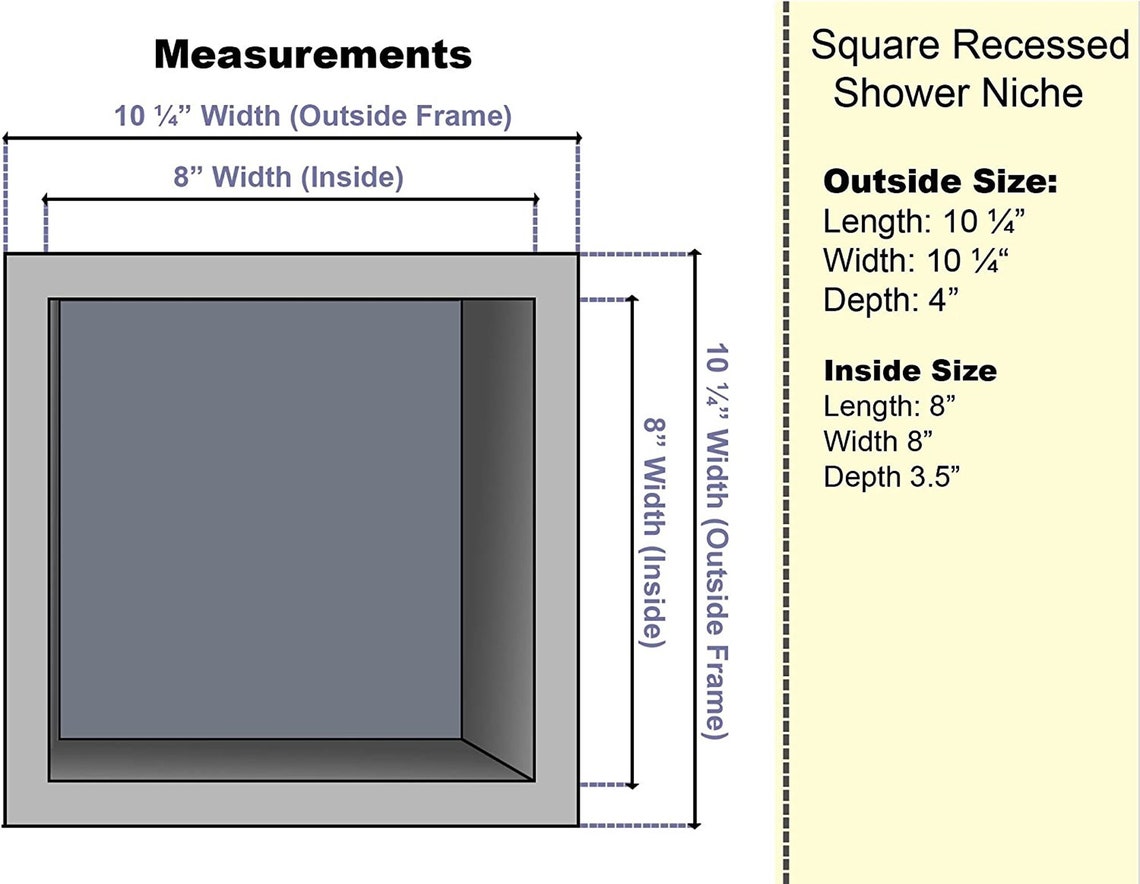Preformed Square Recessed Shower Niche size:10x10 Ready to - Etsy UK