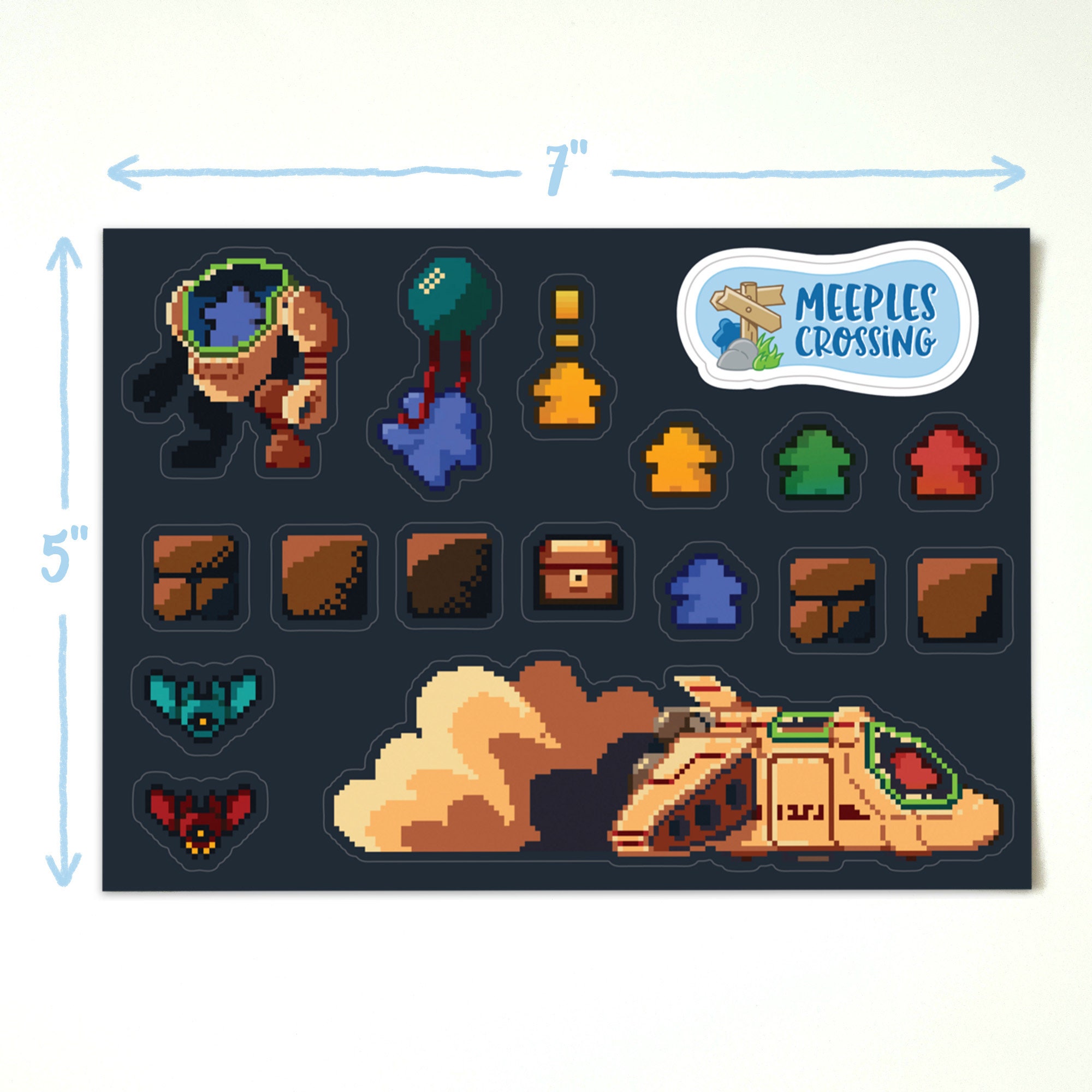 Board Game Pixel Art Sticker Sheet - Meeple Stickers - Spaceships ...