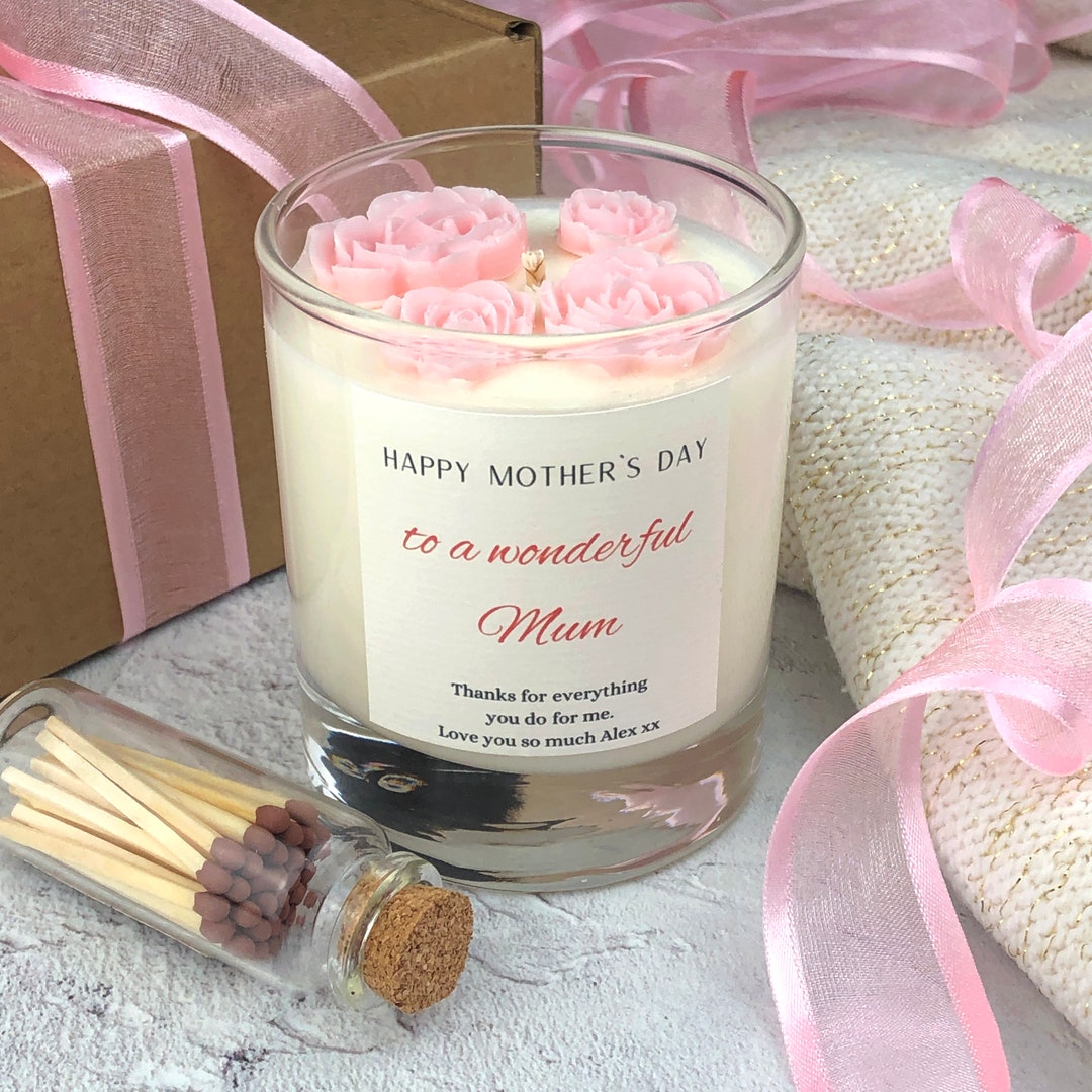 Personalised Mother's Day Candle Gift Set: Floral Soy Wax Candle - Etsy UK