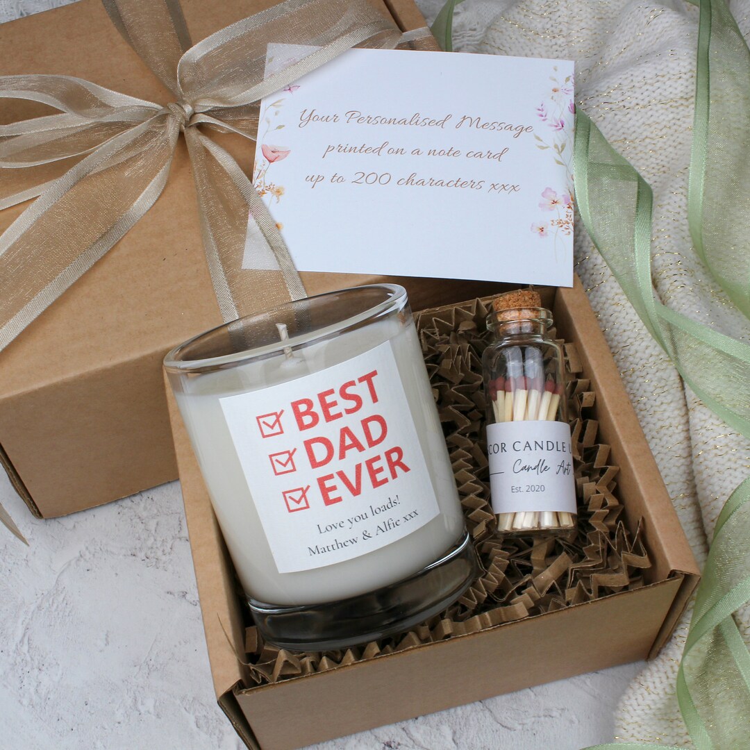 Personalized 'dad Ever' Soy Candle Gift Set With Matches - Etsy