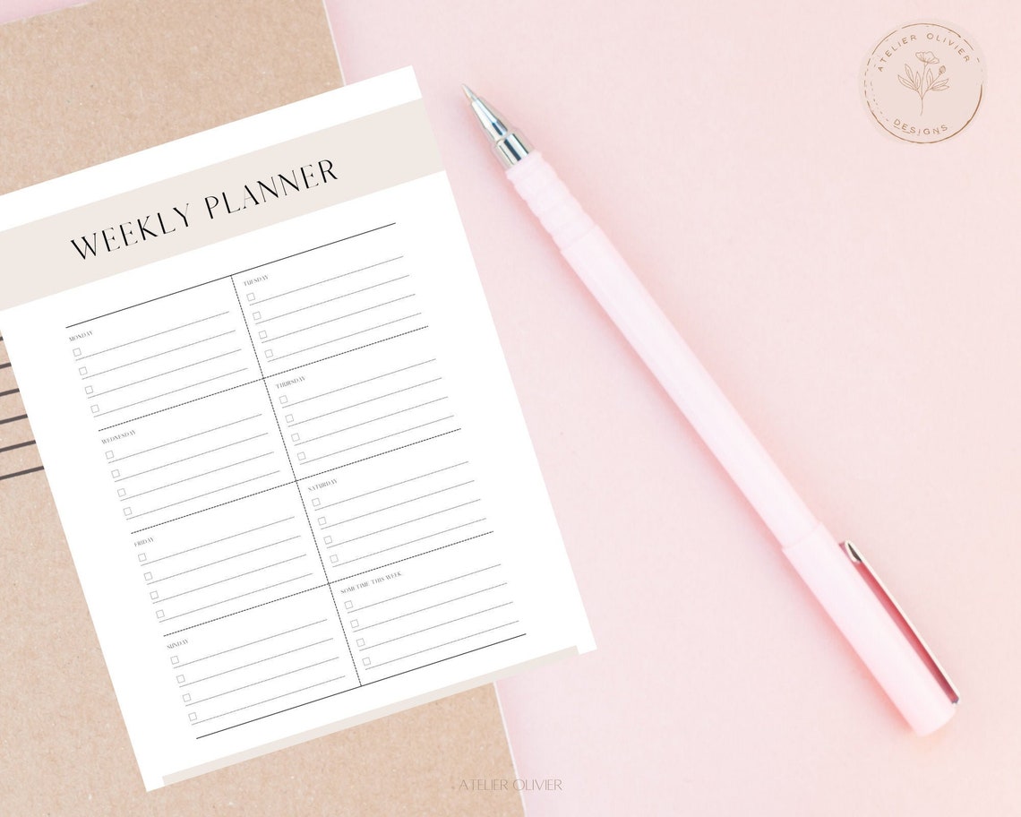 Weekly Planner Printable to Do List - Print at Home Diary Calendar Page ...