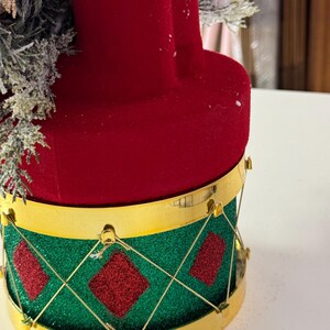 Nutcracker Drum Centerpiece, Red Flocked Nutcracker Table Decor ...