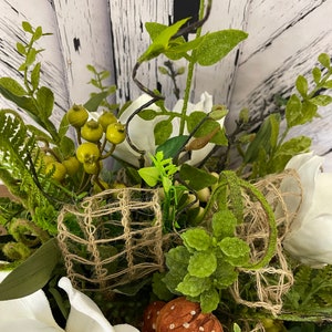 Summer Magnolia Centerpiece, Rustic Table Decor, Farmhouse Mantel Decor ...