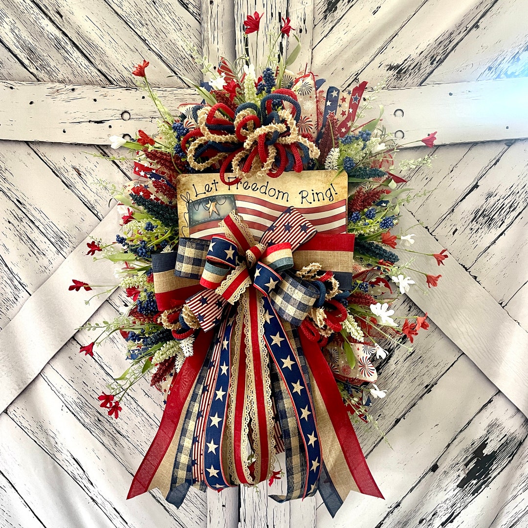 Patriotic Wreath, Floral Patriotic Wreath, Patriotic Wreath for Front ...