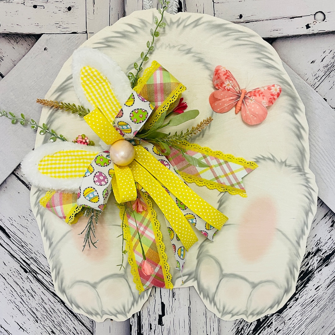 Bunny Door Hanger, Easter Bunny Door Decor, Spring Door Hanger, Bunny ...