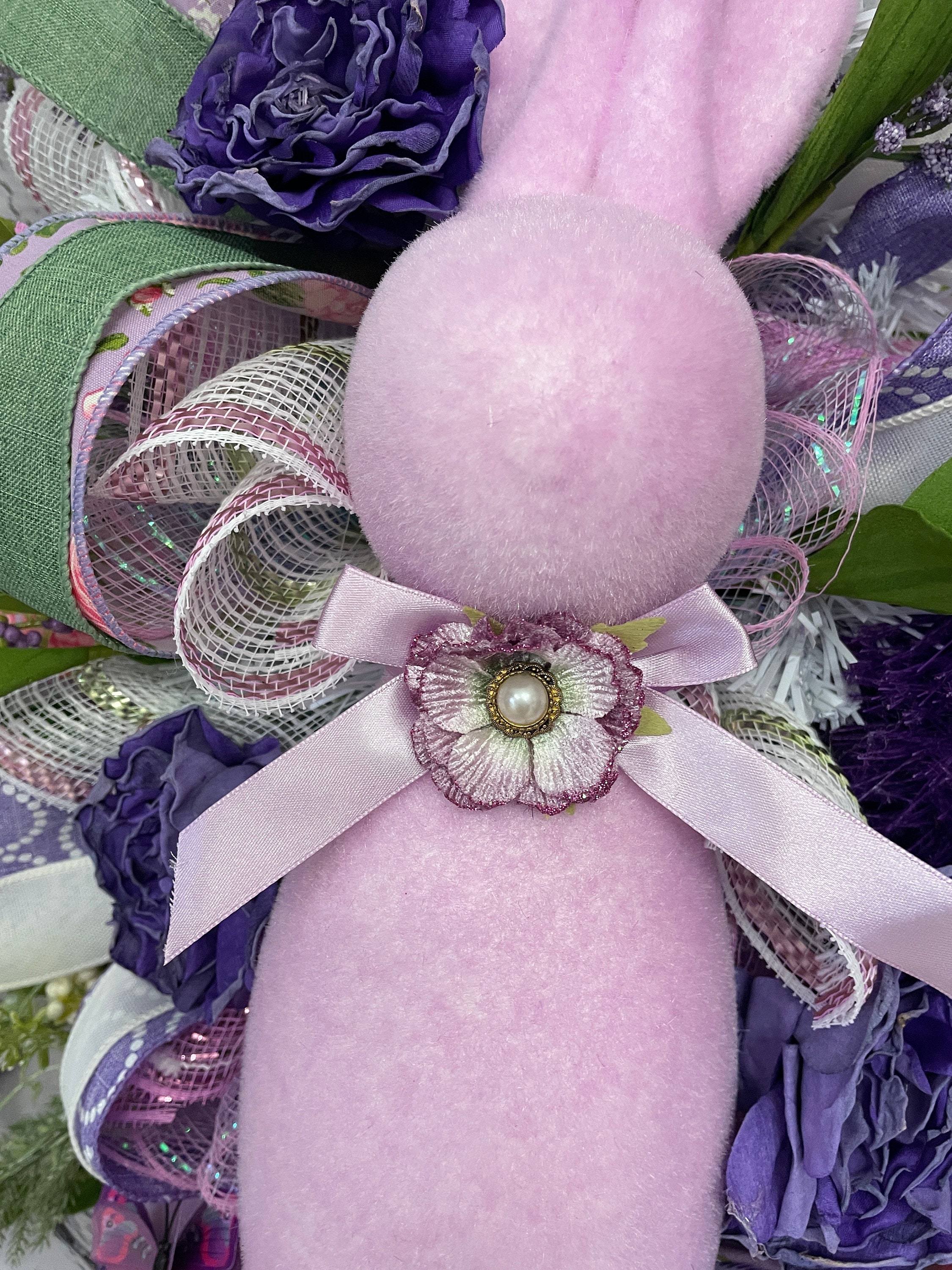 Flocked Bunny Swag Lilac Easter Bunny Swag Easter Wreath - Etsy