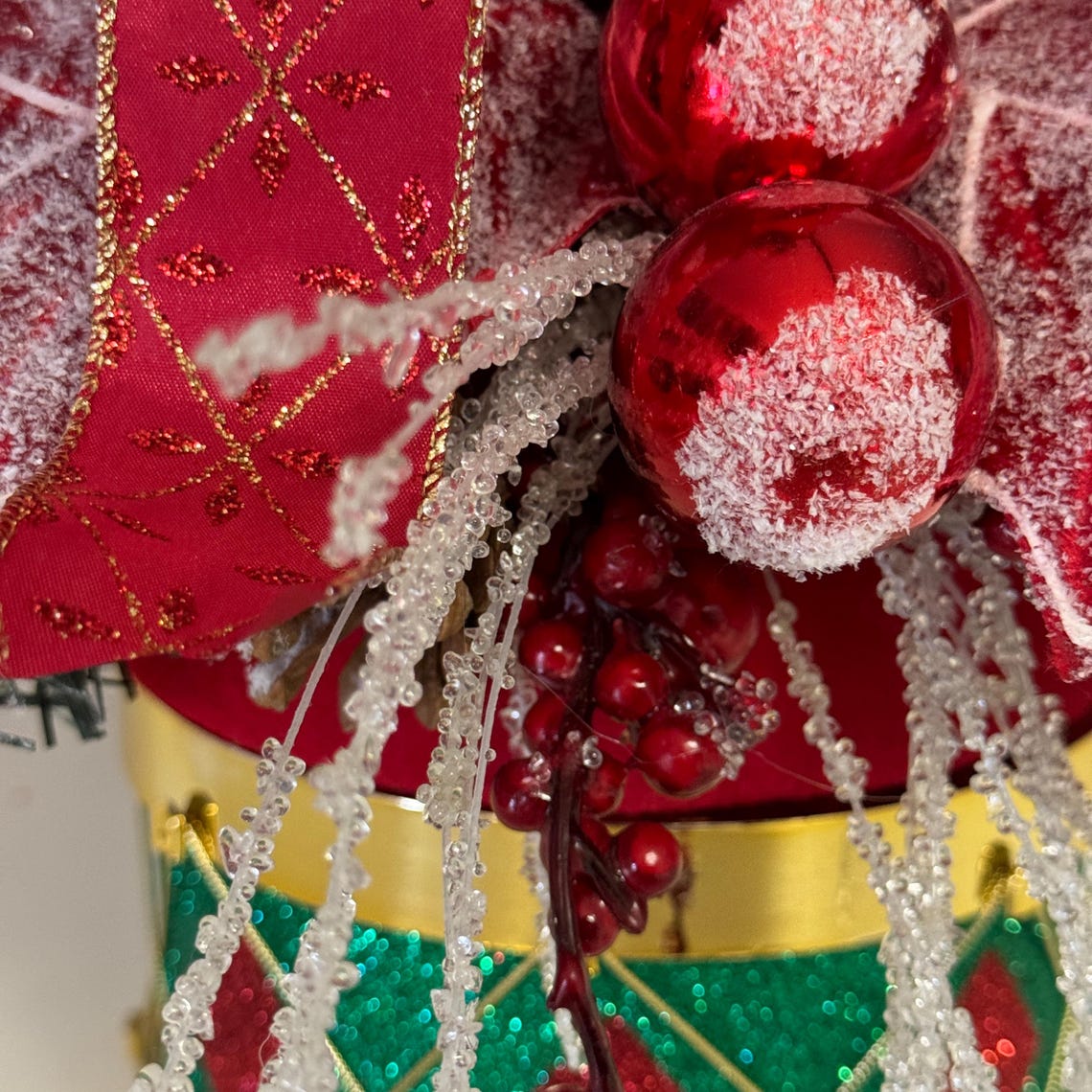 Nutcracker Drum Centerpiece, Red Flocked Nutcracker Table Decor ...