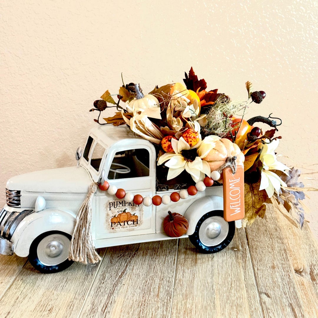 Fall Truck Centerpiece, Farmhouse Truck Table Decor, Autumn Truck ...