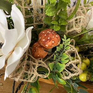 Summer Magnolia Centerpiece, Rustic Table Decor, Farmhouse Mantel Decor ...