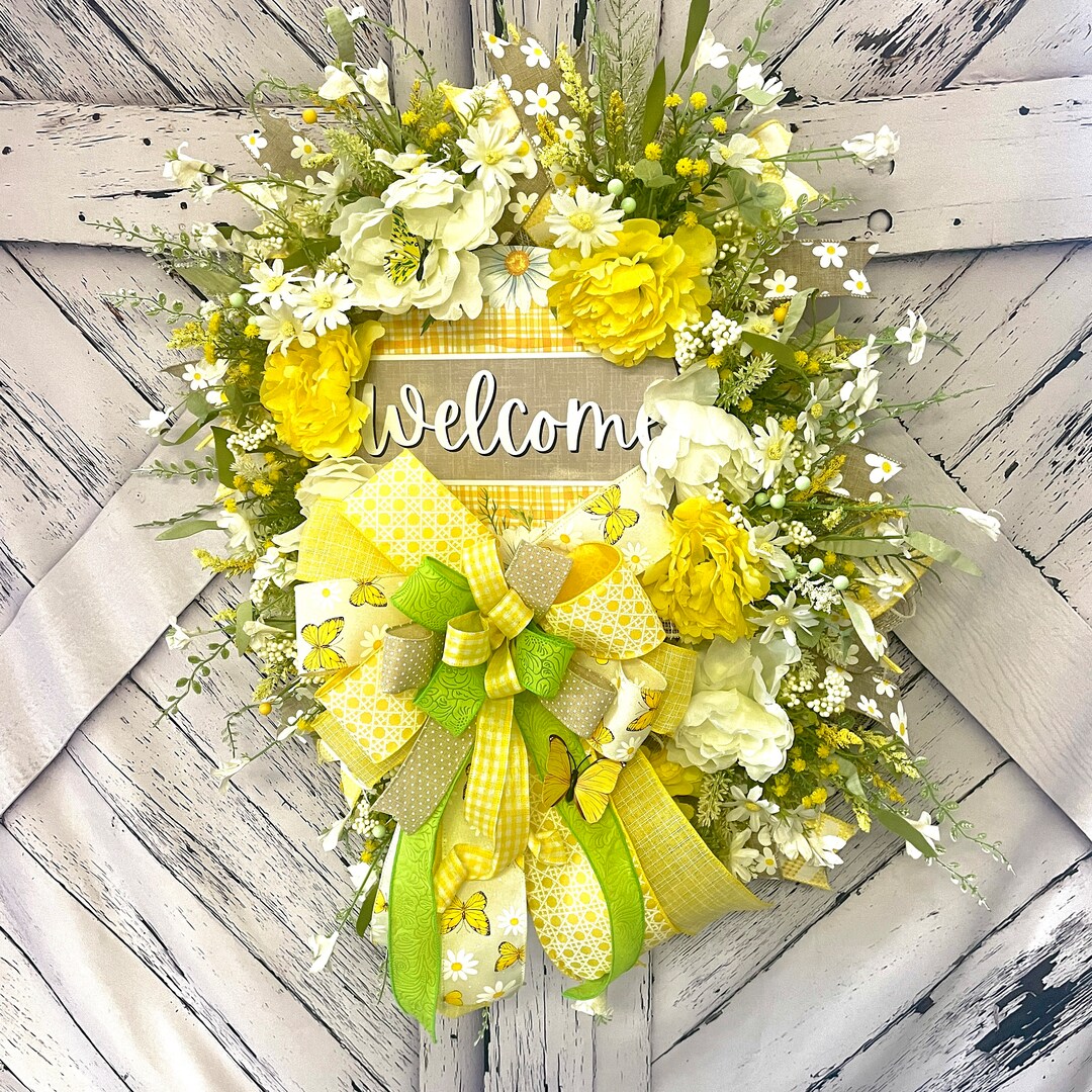 Welcome Spring Wreath, Spring-summer Wreath, Country Cottage Decor ...