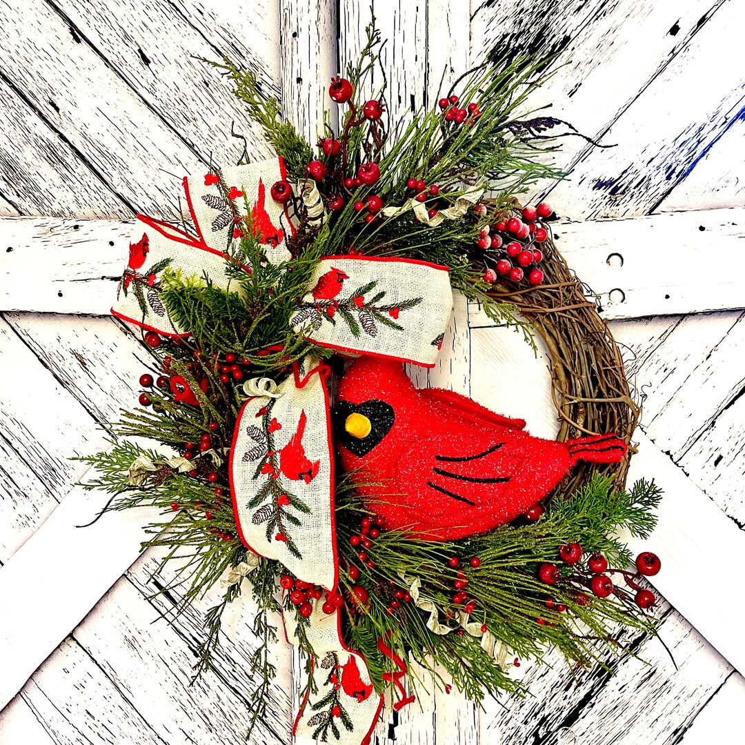 Cardinal Grapevine Wreath, Christmas Cardinal Wreath, Cardinal Wreath ...