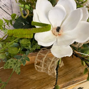 Summer Magnolia Centerpiece, Rustic Table Decor, Farmhouse Mantel Decor ...