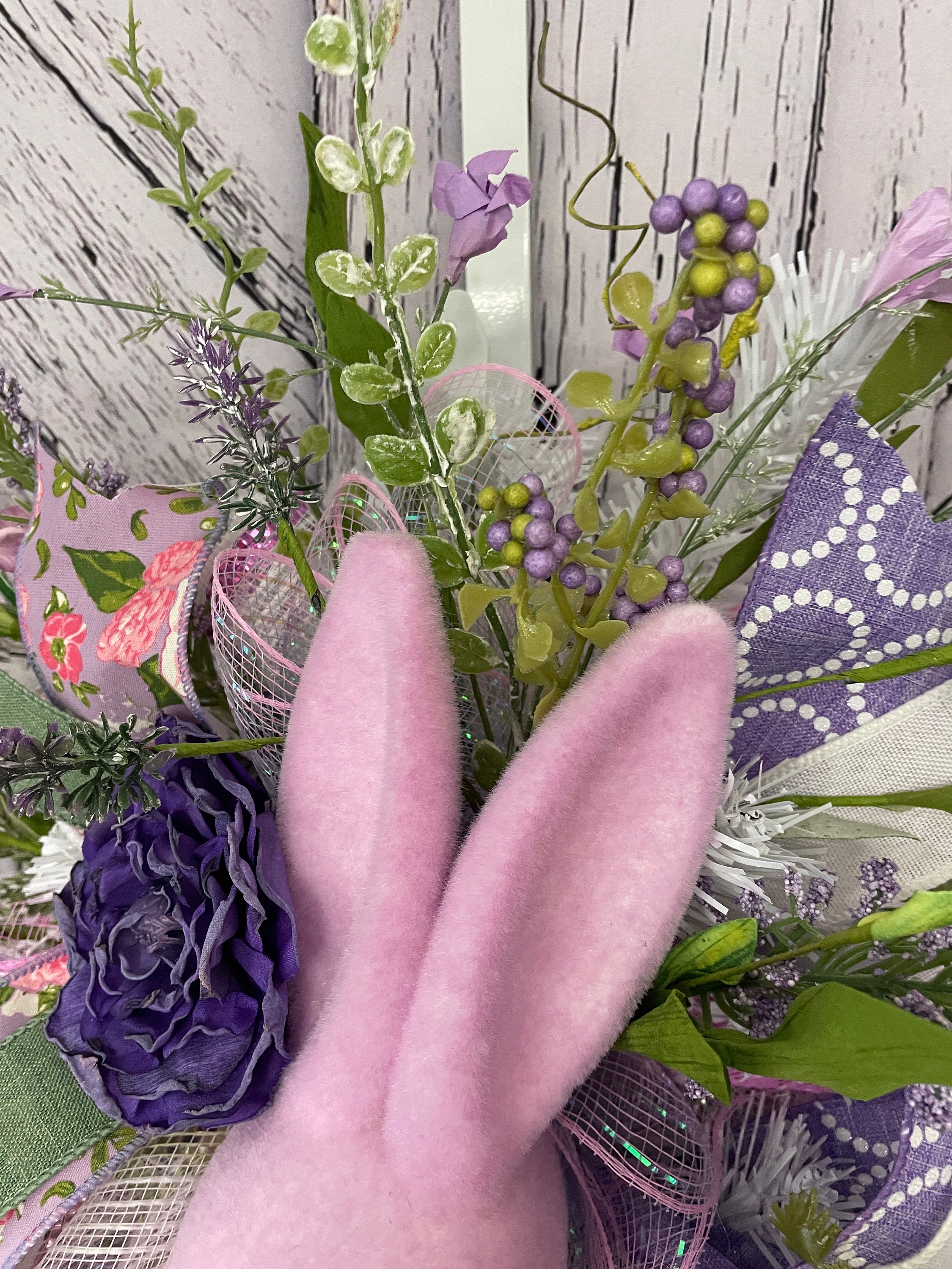 Flocked Bunny Swag Lilac Easter Bunny Swag Easter Wreath - Etsy
