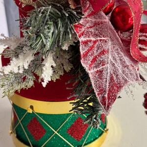 Nutcracker Drum Centerpiece, Red Flocked Nutcracker Table Decor ...