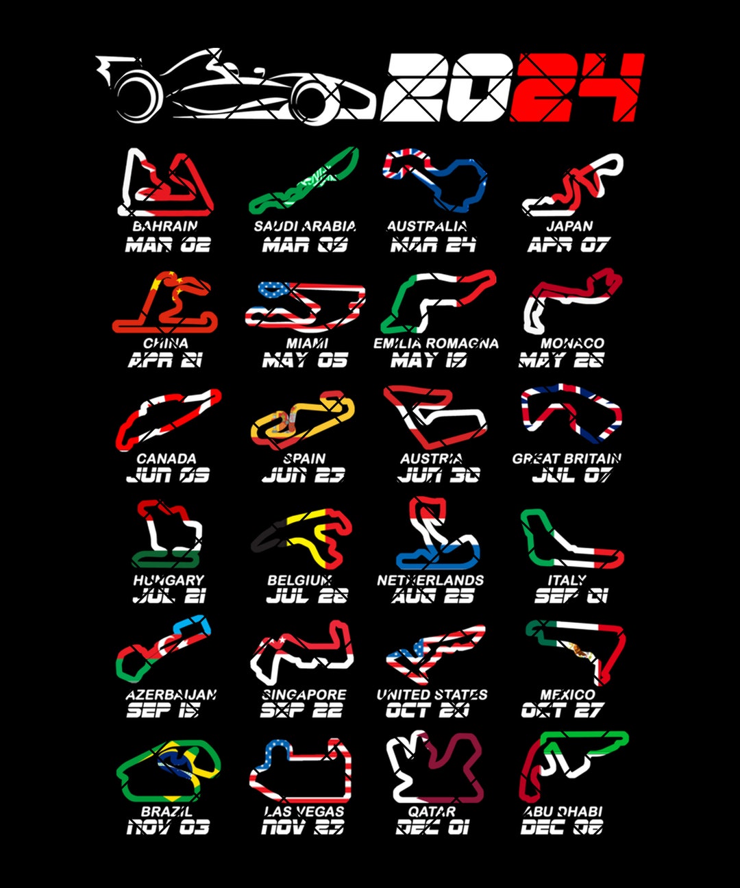 F1 2024 Rennkalender Png, F1 Kalender Png, der ultimative Rennkalender ...