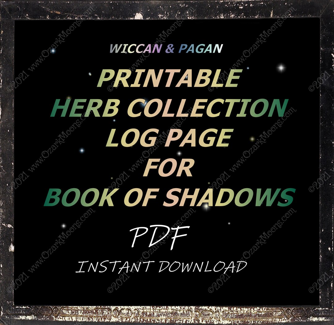 PRINTABLE Herb Log Collection Page for Your Book of Shadows BOS Blank ...