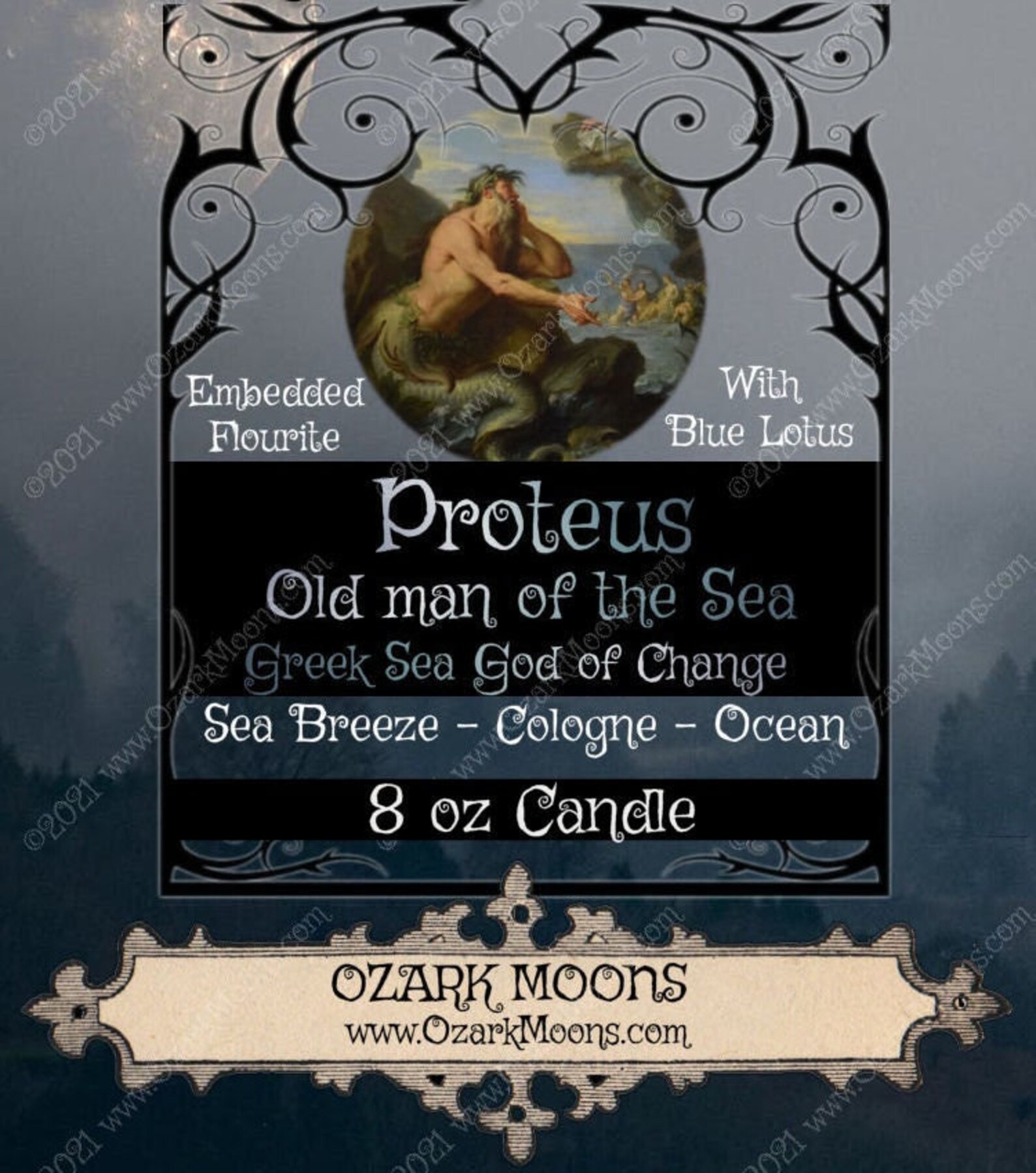 PROTEUS 8oz Greek God Old Man of the Sea Offering Candle Sea - Etsy