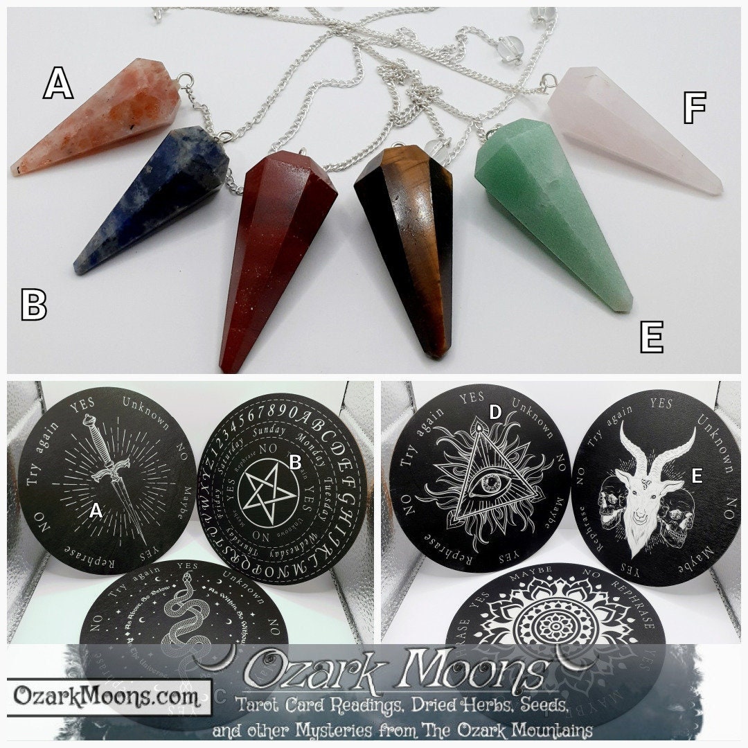Crystal Pendulum and Wooden Divination Board Set Your Choice - Etsy