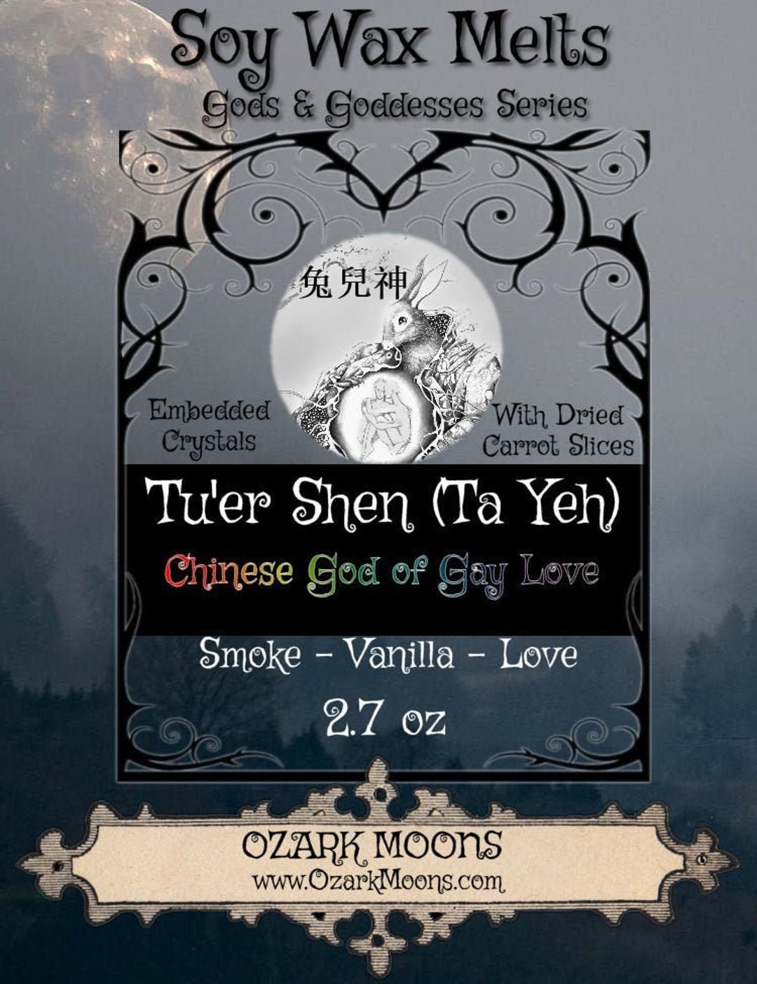 TU'ER Shen ta Yeh Chinese Rabbit God of Gay Love LGBTQIA Pride Crystals ...