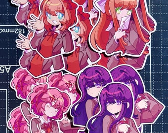 Doki Doki Literature Club Anime Natsuki Yuri Sayori Monika Poster Just ...