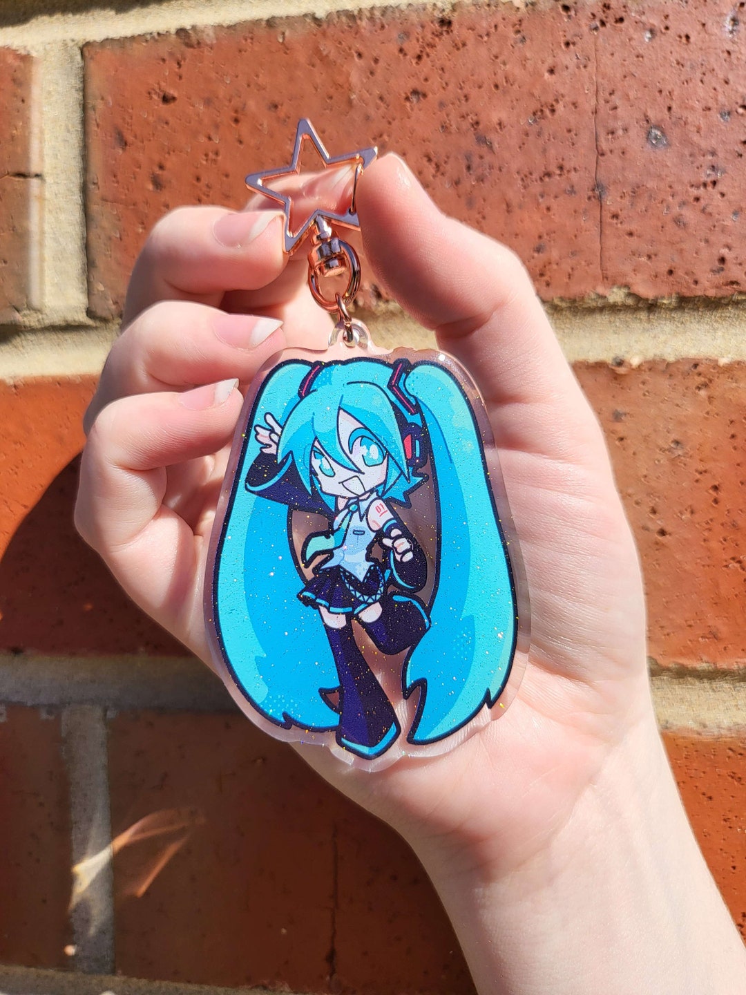 Hatsune Miku VOCALOID Glitter Epoxy Keychain - Etsy