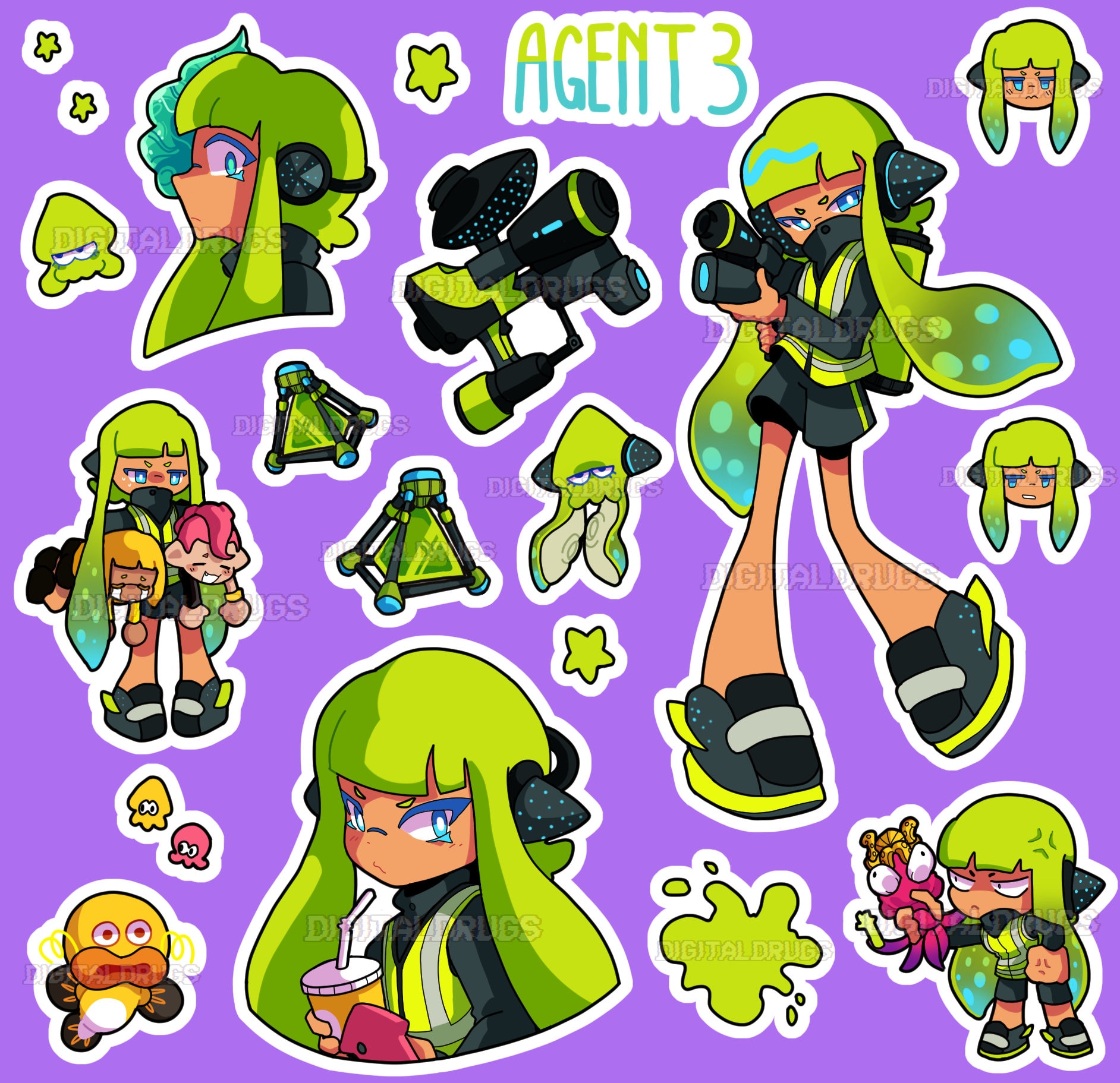 Splatoon Agent 3 Sticker Pack - Etsy