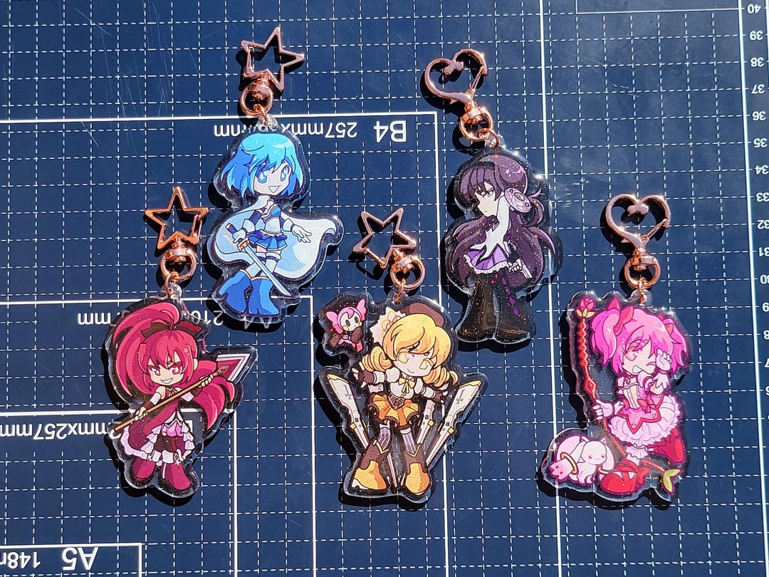 Madoka Magica Keychains | Madoka, Homura, Sayaka, Mami, Kyoko - Etsy