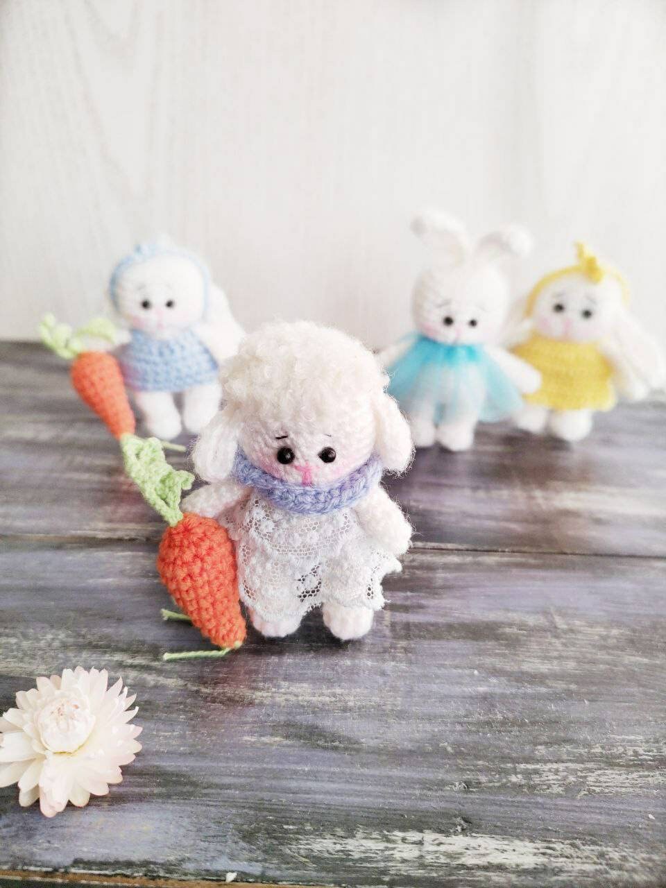 Plush Animals Crochet Soft Animals Miniature Bunny Plush - Etsy