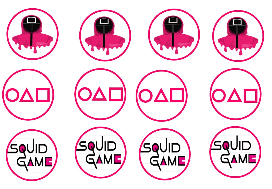 Squid Game Edible Icing Cupcake Toppers | Etsy
