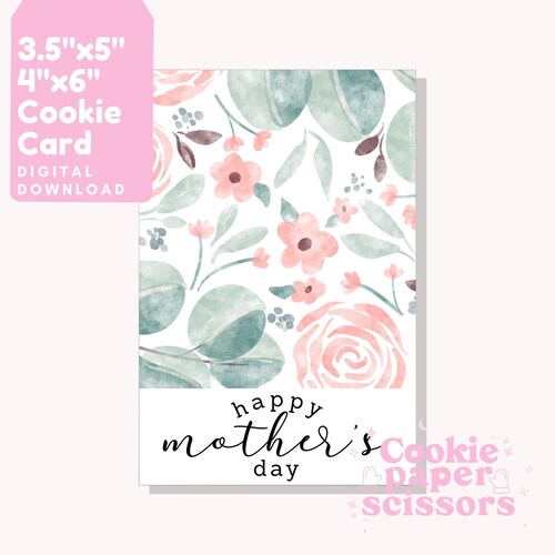 Instant Download Floral Happy Mother's Day MOM Cookie Card - Etsy