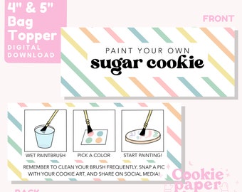 PYO Cookie Bag Topper 4 and 5 Paint Your Own | Etsy