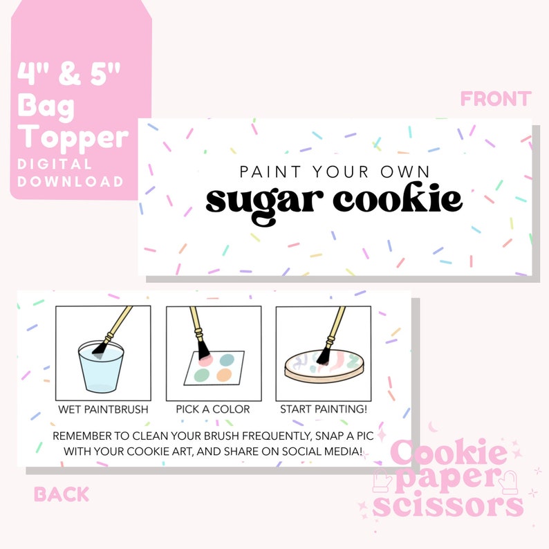 PYO Cookie Bag Topper 4 and 5 Paint Your Own - Etsy