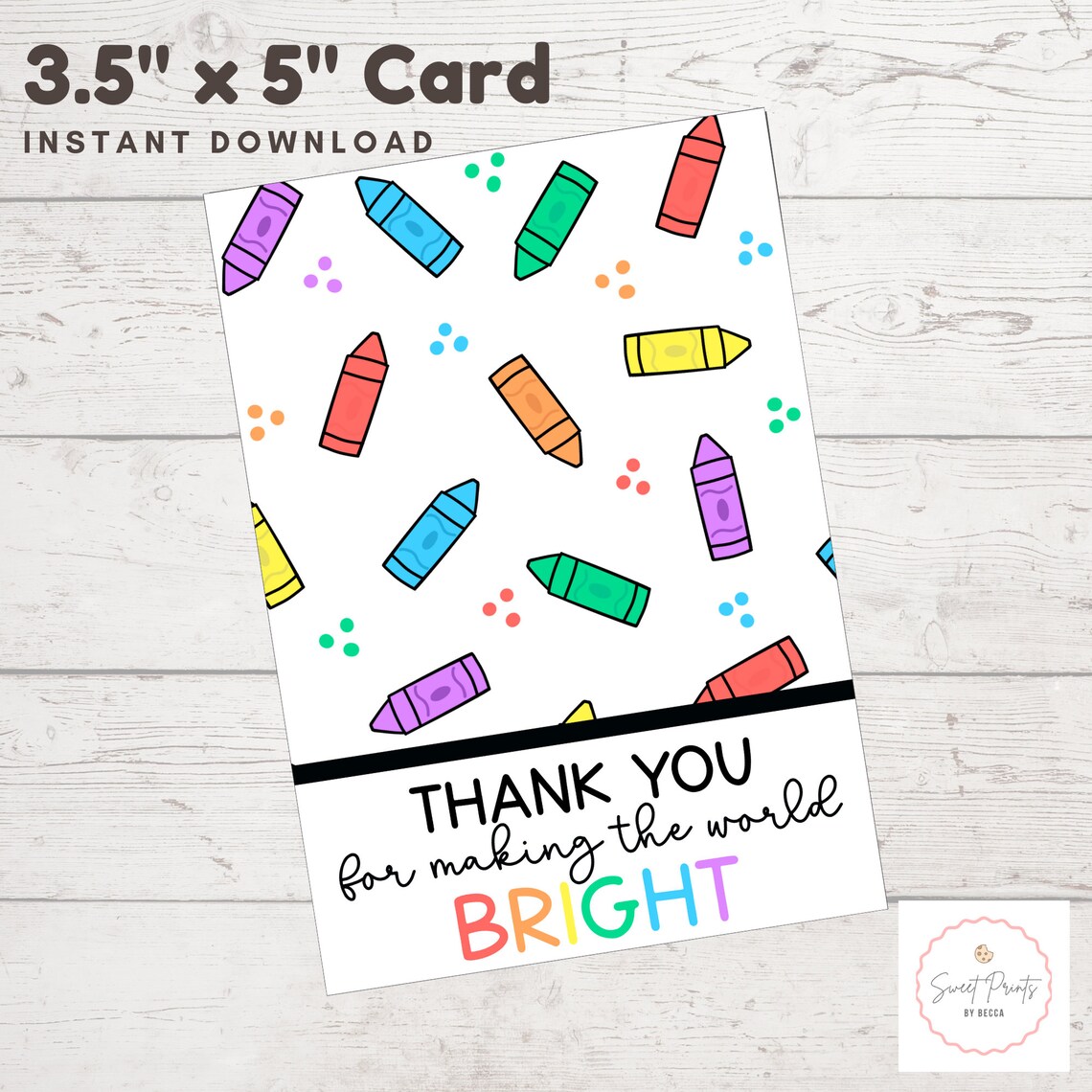 Crayon Thank You Card 3.5x5 Cookie Card | Etsy