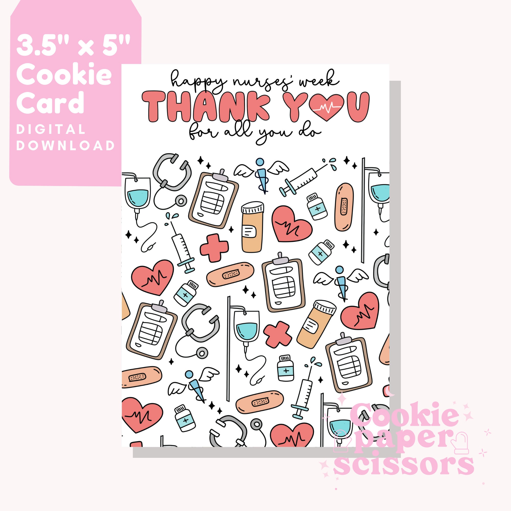 Nurse Thank You Card 3.5x5 Cookie Card Nurse - Etsy