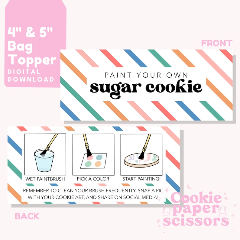 PYO Cookie Bag Topper 4 and 5 Paint Your Own - Etsy