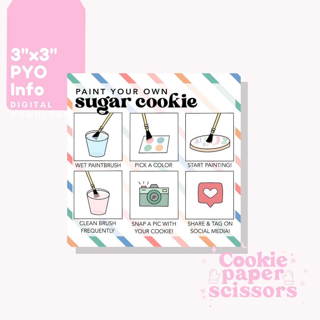 PYO Cookie Card Instructions - 3"x3" - Paint Your Own Cookie ...